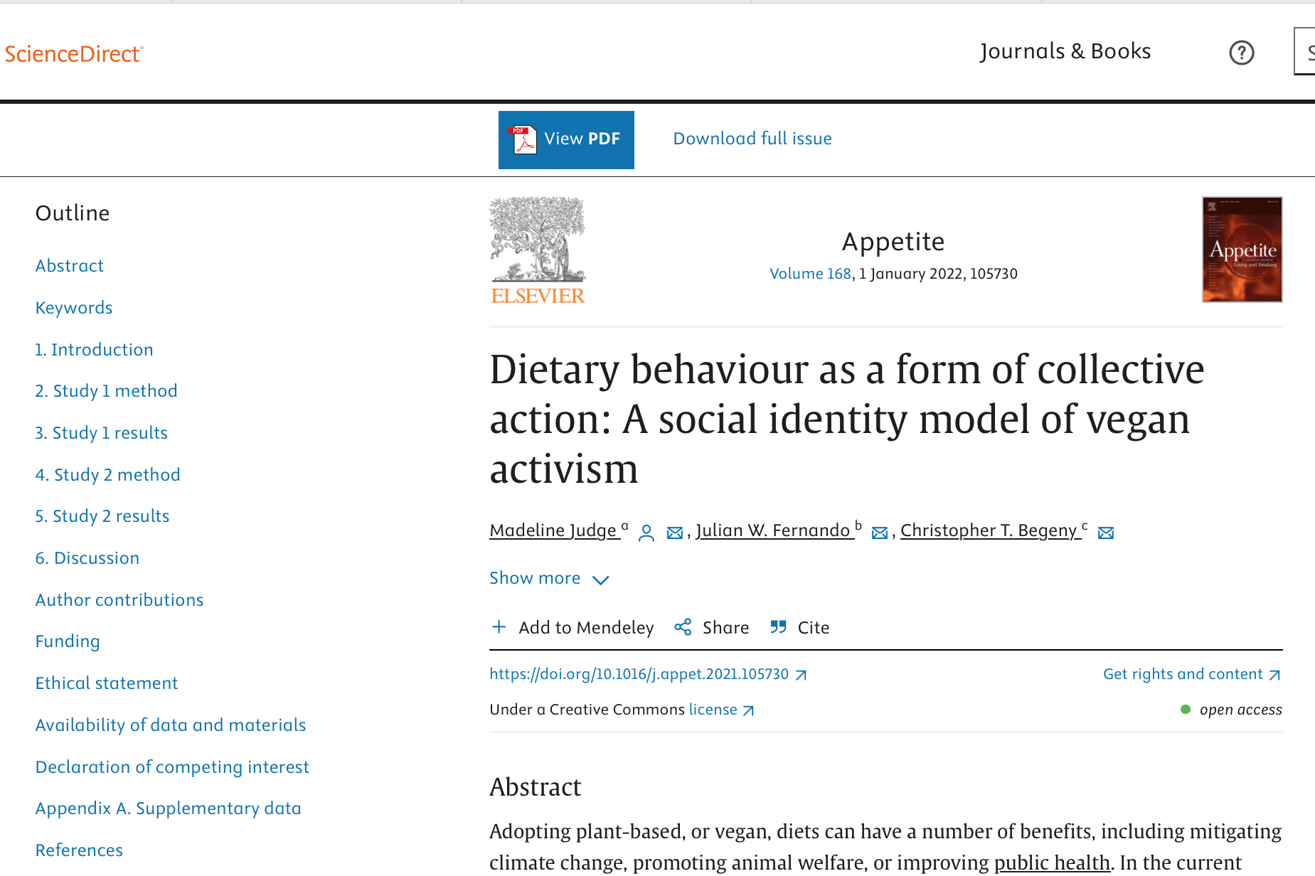 Dietary behaviour as a form of collective action: A social identity ...